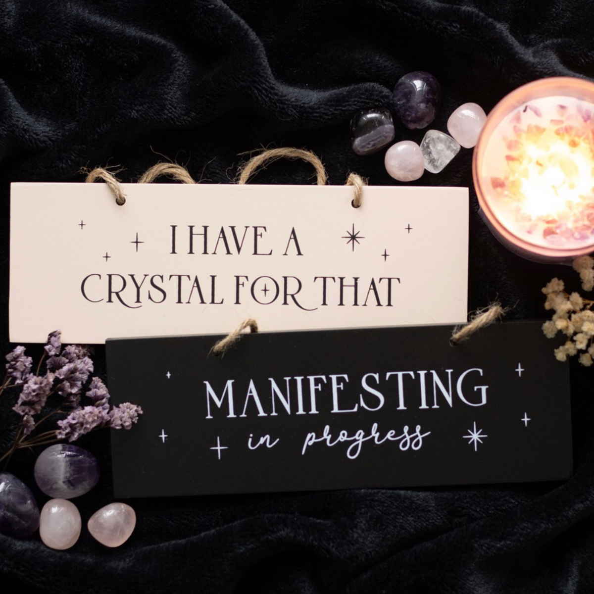 Manifesting in Progress Hanging Sign – Crystal Cave and Serenity